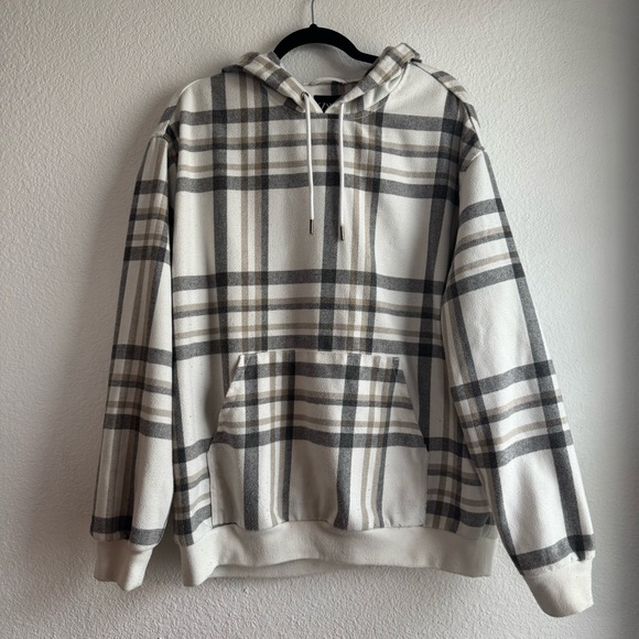 Zara | Shirts | Zara Plaid Fleece Hoodie Mens L Unisex Fit | Poshmark